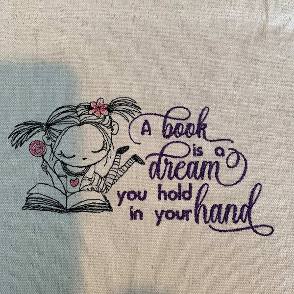 Girl Reading a Book Machine Embroidery Design. Multiple Sizes, Perfect ...
