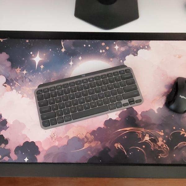 Pink Purple Kawaii Clouds Desk Mat Gaming Mouse Pad Large Mousepad, MTG ...
