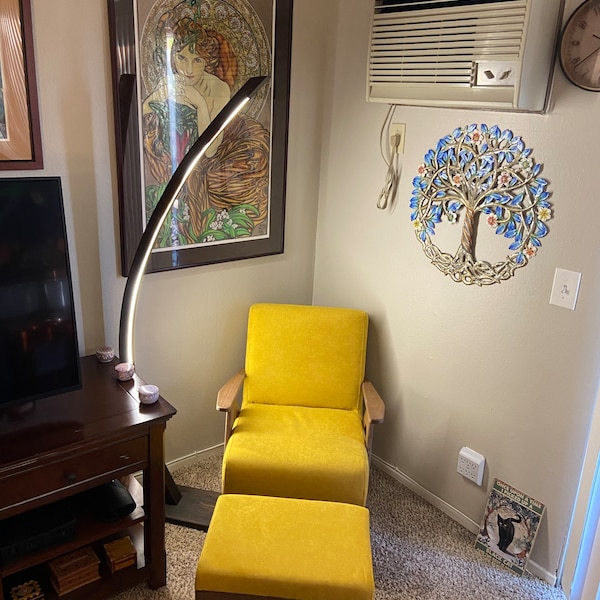 Mid-century Modern Armchair in Beige Linen, Handmade Vintage-style ...