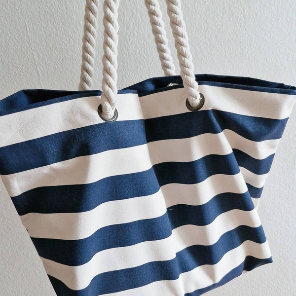 Personalised Nautical Canvas Beach Tote Bag - Embroidered Customised ...