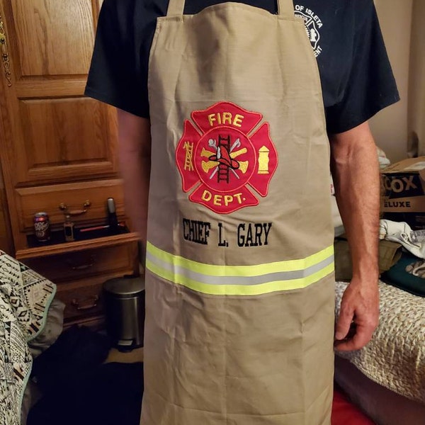 Firefighter Personalized BBQ Apron, Regular / Large Apron, Gift for Him ...