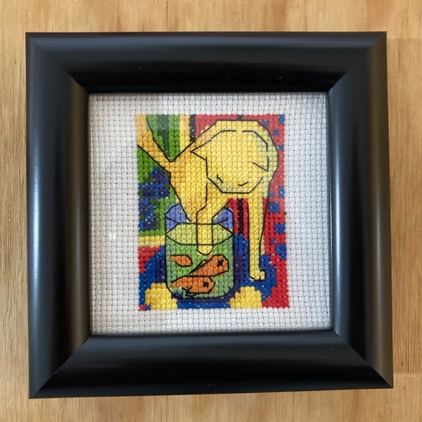 Cat With Red Fish, Matisse Mini Cross Stitch Artwork Cross Stitch ...