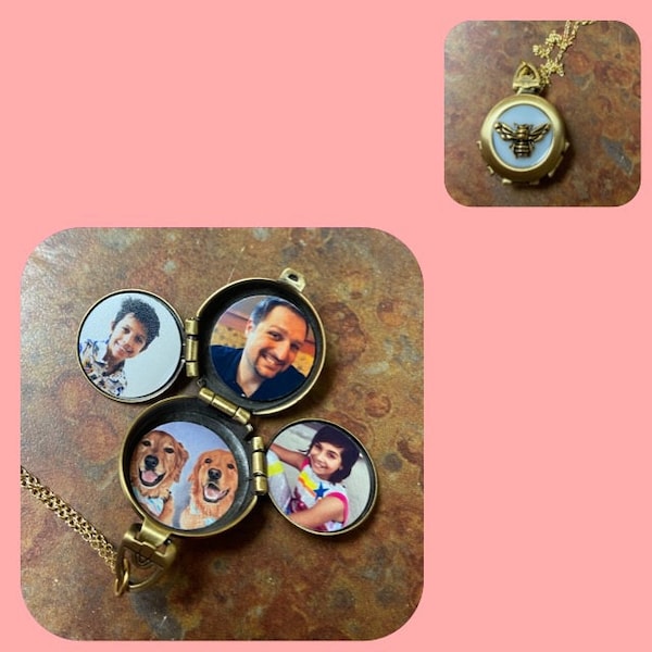 Incredible Four-way Locket Necklace Family Album Lockets Mourning ...