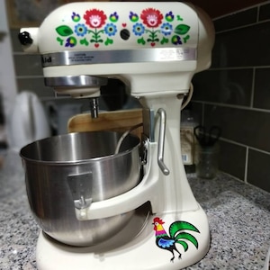 Dutch-folk-art-rooster-and-flowers Stand Mixer Wrap Front & Back Decal ...