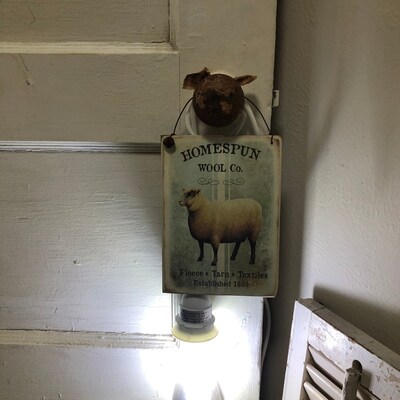 Primitive Sheep Sign,primitive Peg Hanger,farmhouse Sheep Sign ...