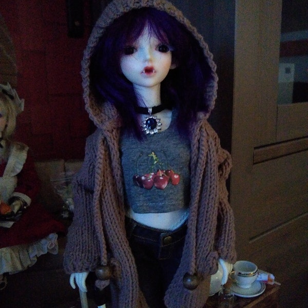 Knitted Cardigan With Hood for Minifee, Slim Msd, BJD 1/4 Doll.(for ...