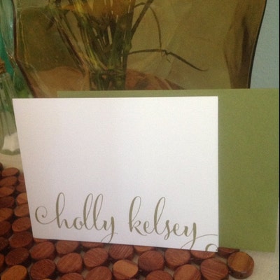 Personalized Thank You Notecards Whimsy Script Folded Note Cards With ...