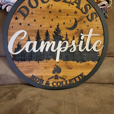 Engraved Camper Sign, Custom Campfire Sign, Welcome to Our Campsite ...
