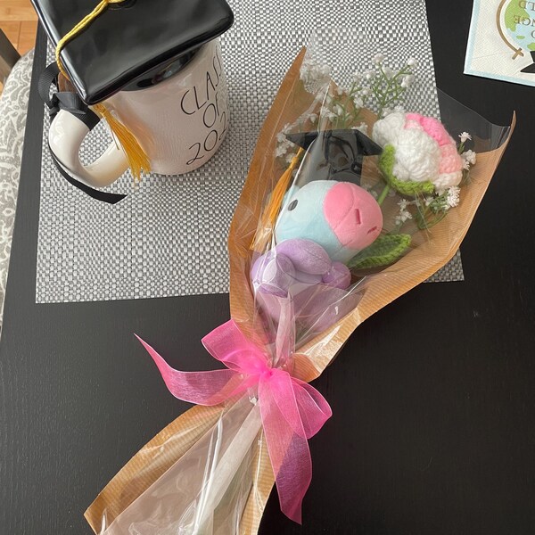 Sanrio Crochet Bouquet, Sanrio Heart Series, Crochet Flowers Bouquet, Sanrio Gift, Valentine's ...