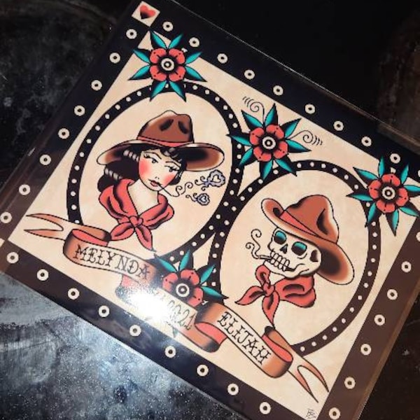 American Traditional Cowboy Tattoo Flash Art Print - Etsy