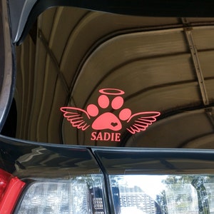 Dog Memorial Vinyl Decal Dog Paw Print With Angel Wings Car - Etsy