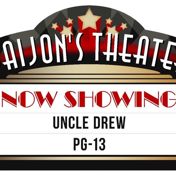Custom Movie Theater Sign - Digital Download, DIY Printable Sign, Movie ...