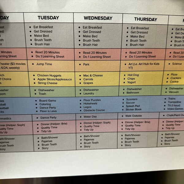 Custom Summer Clock Schedule Template - as Seen on Tiktok - Etsy