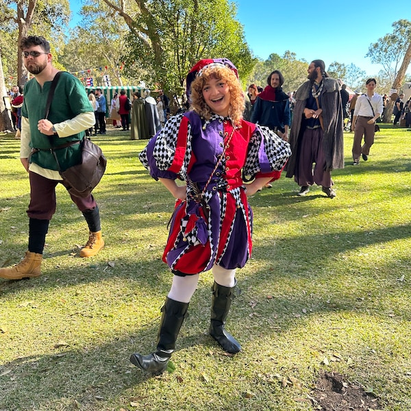 FINISHED SMALL Renaissance Jester Costume, Masquerade, Mardi Gras ...