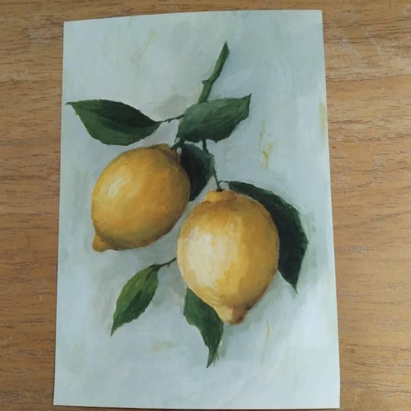 Small Oil Painting Lemon Kitchen Art Prints Minimalist Wall Art Oil ...