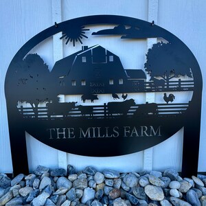 Round Farm Scene Welcome Metal Sign - Etsy