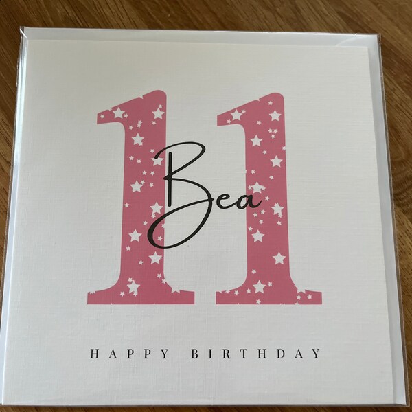 Personalised 11th Birthday Card, Name and Age Birthday Card, Eleventh ...