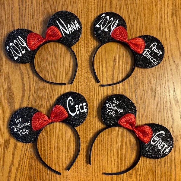 Mickey Minnie Personalized Disney Headbands & Ears - Etsy