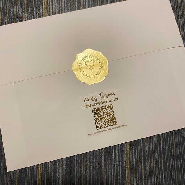 Personalized Wedding RSVP Sticker With QR Code Custom Handmade QR Code ...