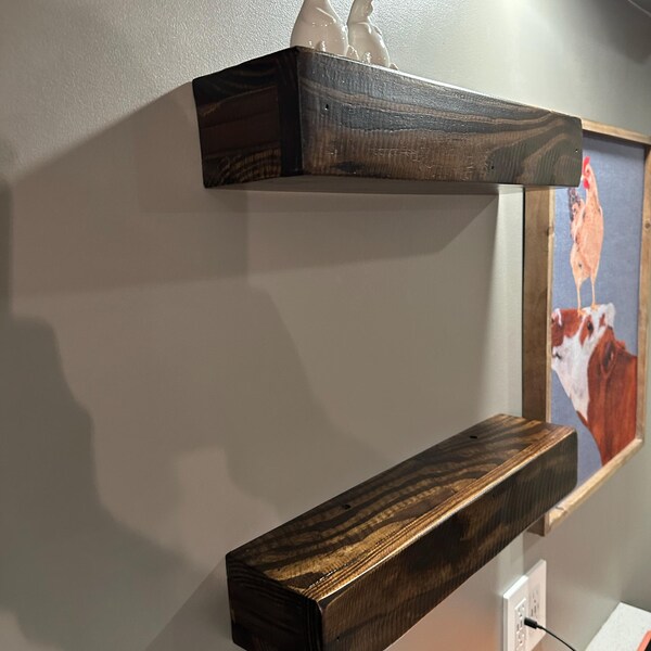 Fast Easy Mount Wood Floating Shelf Reclaimed Wood Shelf Industrial ...