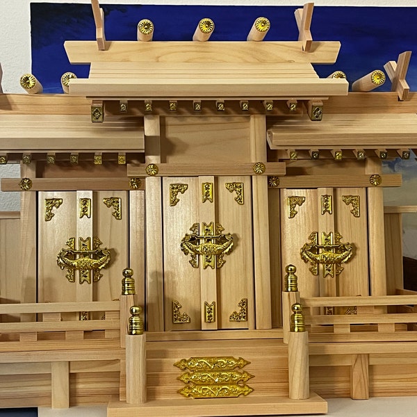 Japan Wooden KAMIDANA Altar Home Size Jinjya SET Shinto Shrine God NEW ...