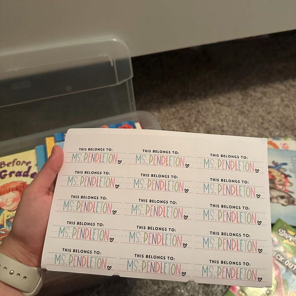 Teacher Book Labels Teacher Name Labels Personalized Teacher Stickers ...