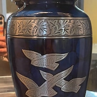 Cloisonné Style Cremation Urn for Human Ashes Handcrafted Greenish ...