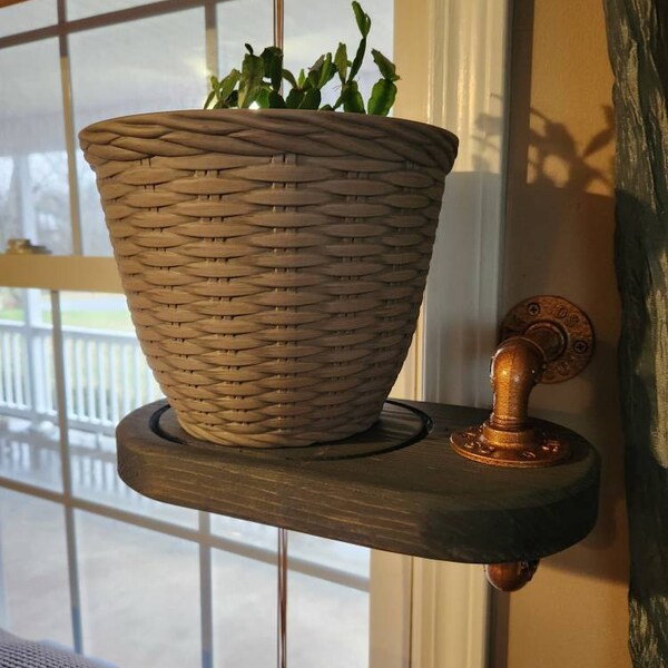 Swivel Shelf With Drip Groove for Window or Wall, Industrial Pipe Shelf ...