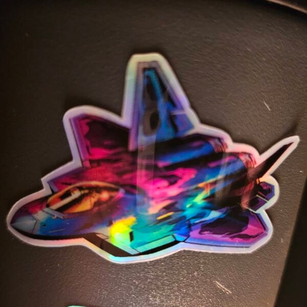 Holo F-16 Red White & Blue USA Jet Stickers Holographic Shiny Military ...