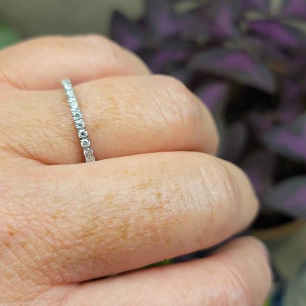 Micro Pave Diamond Wedding Band,1 Mm to 2.5 Mm Full Eternity Stackable ...