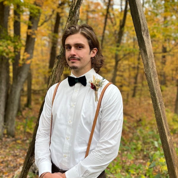 Green Velvet Bow Tie (READY TO SHIP), Emerald Mens Bow Tie, Wedding Bow ...