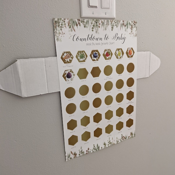 Scratch off Pregnancy Countdown Chart: Baby Growth Tracker, Expectant ...