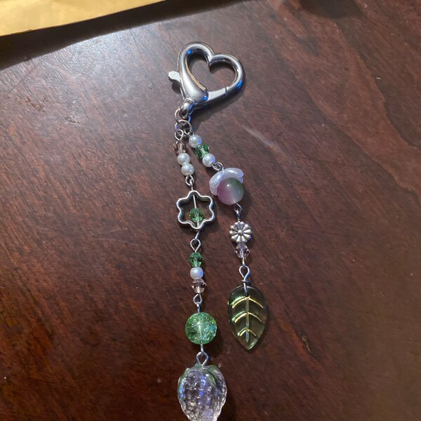 Silver Crystals Beaded Keychain / Pearl / Iridescent / Water Drop ...