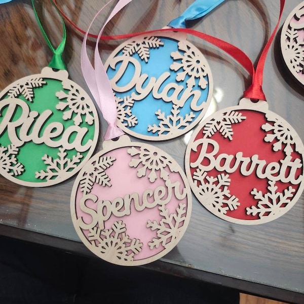 Custom Christmas Baubles With Name, Wooden Tree Baubles, Ornament With ...