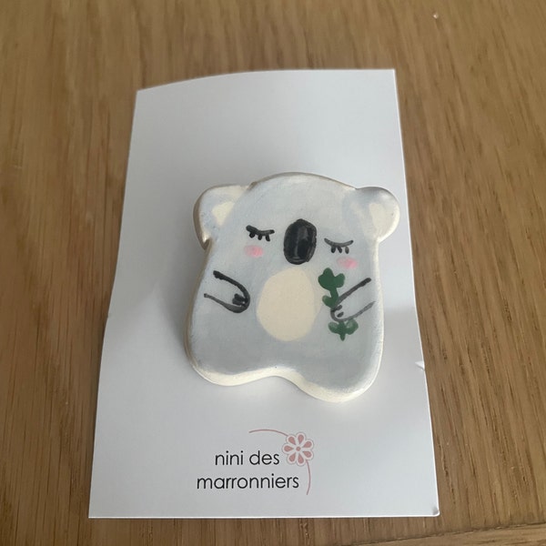 Small Ceramic Koala Brooch Modeled and Decorated by Hand - Etsy