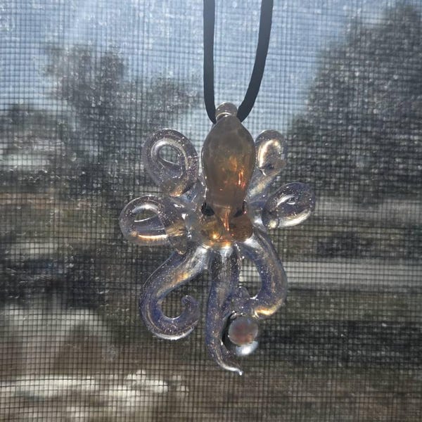 The Lustrous Blue Alien Kraken Collectible Wearable Boro Glass Octopus ...