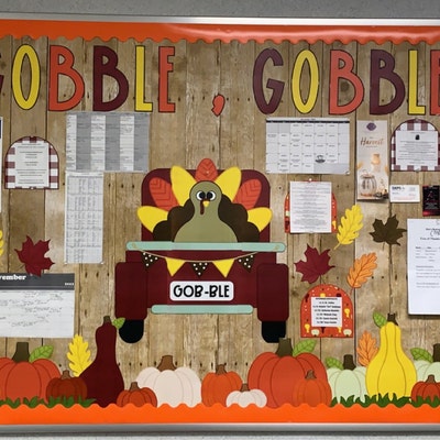 Happy Turkey Day Fall Thanksgiving Bulletin Board Kit - Etsy
