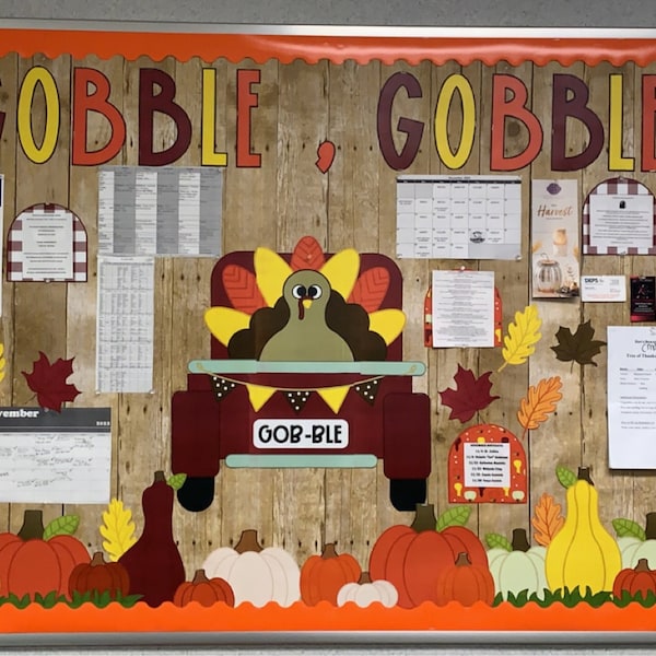Happy Turkey Day - Fall - Thanksgiving - Bulletin Board Kit - Etsy
