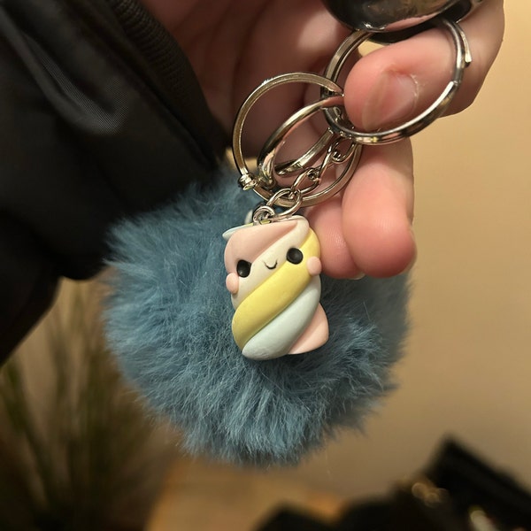 Cute Rainbow Marshmallow Keyring, Kawaii Keychain, Handmade, Novelty ...