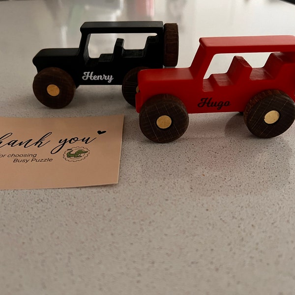 Wooden Name Cars, Personalized Jeep for Baby, Mini Toy Car, Sensory ...