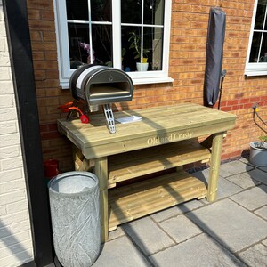 Indoor/outdoor Wooden Workbench. Garden Work Table. Bbq/pizza Oven ...
