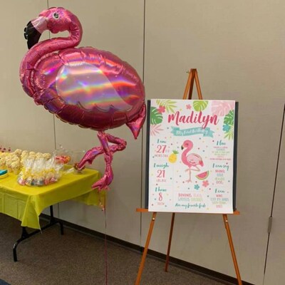 Flamingo Sign. First Birthday Poster. Milestone Poster. Flamingo ...