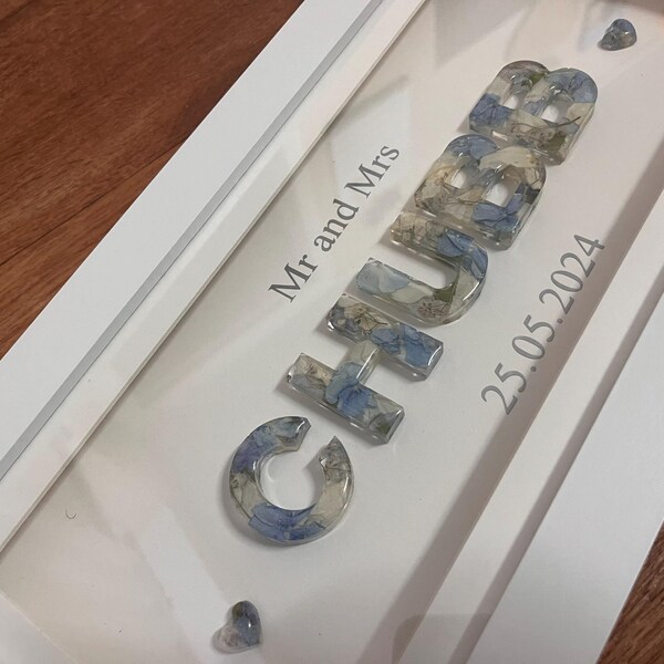 Personalised Name Frame With Real Flowers Flower Preservation, New ...