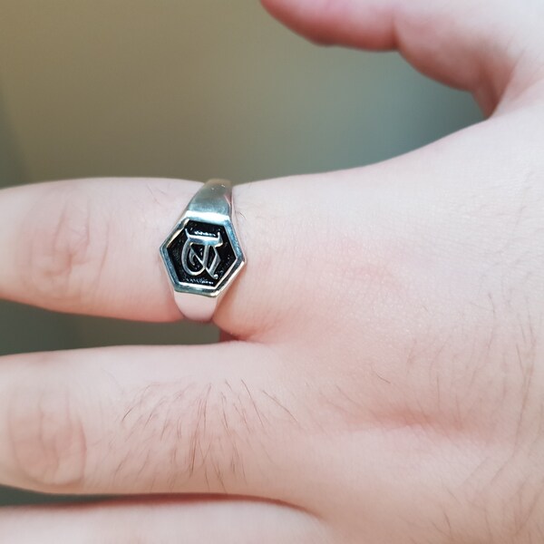 Personalized Silver Ring, Old English Silver Ring, Letter Ring, Custom ...
