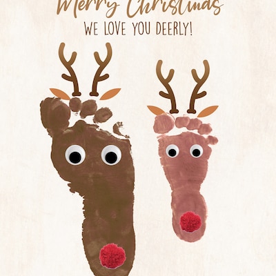 Christmas Footprint Reindeer / Xmas Art Craft / Baby Kids Toddler Foot ...