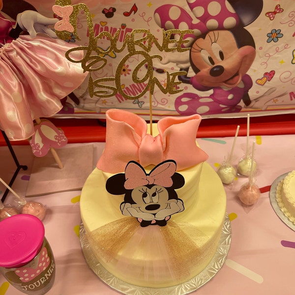 One Minnie Mouse Cake Topper, One Cake Topper, 1st Birthday Minnie ...