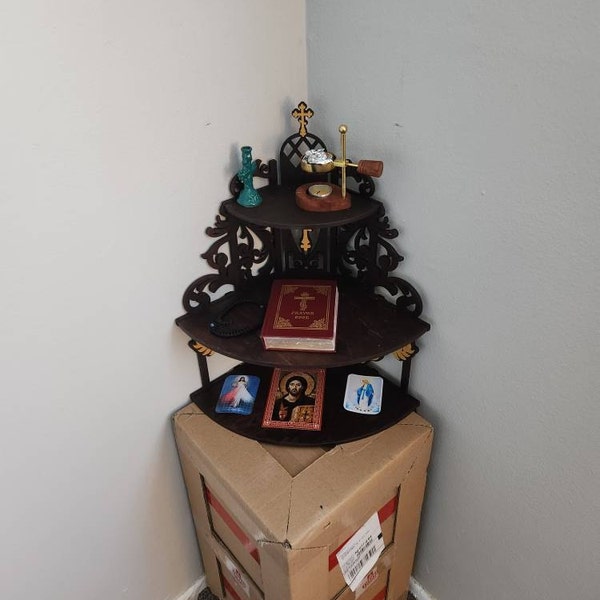 Wooden Corner Altar Corner Shelf Display Altar Christian Catholic ...