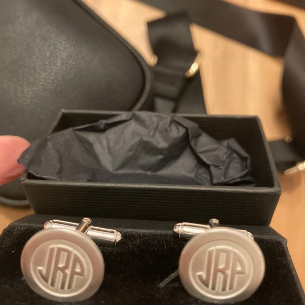 Monogram Silver Cufflinks, Personalised Monogram Cufflinks, Deco ...