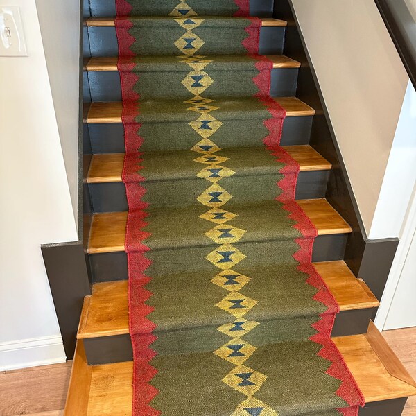Stair Runner - Handmade Kilim Runner, Jute Hallway & Kitchen Decor ...