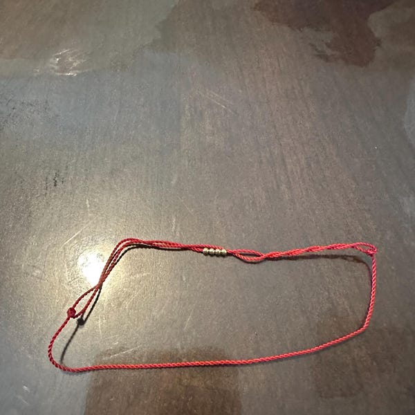 14k Gold Red String Bracelet - Silk Cord Red Wish Bracelet - Solid Gold ...